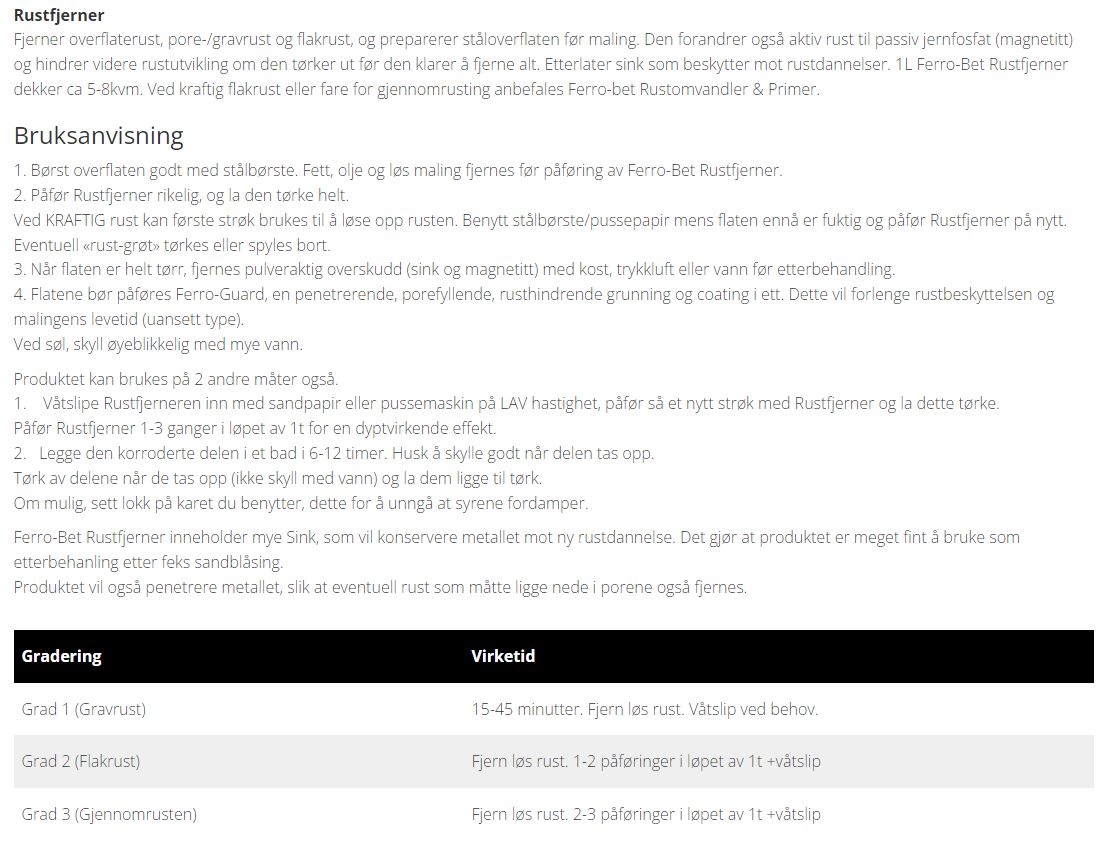 Harstad Trading. Ferro-Bet Rustfjerner 5 Liter