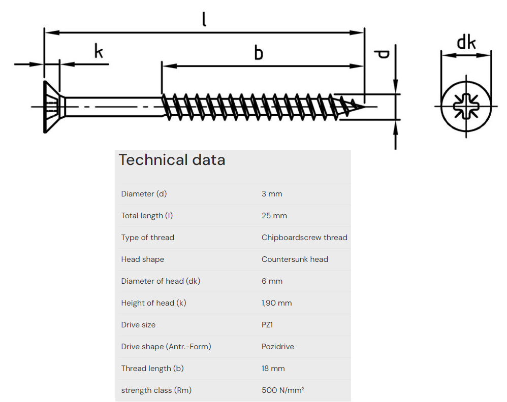 Harstad Trading. Treskruer senk A4 Din 9050 3,0x25/18 PZ